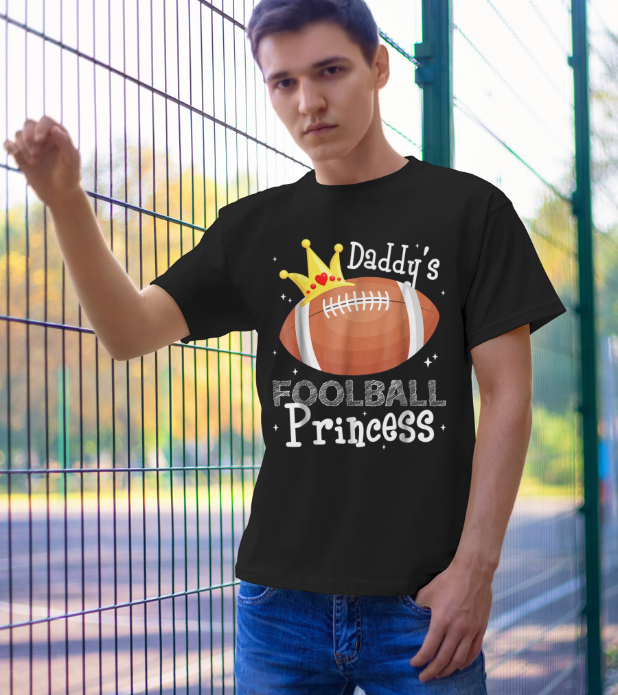 Daddy's Football Princess Football Dad Daughter T-Shirt