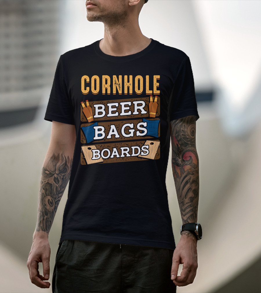 Cornhole Beer Bags Boards Game Dad87 T-Shirt