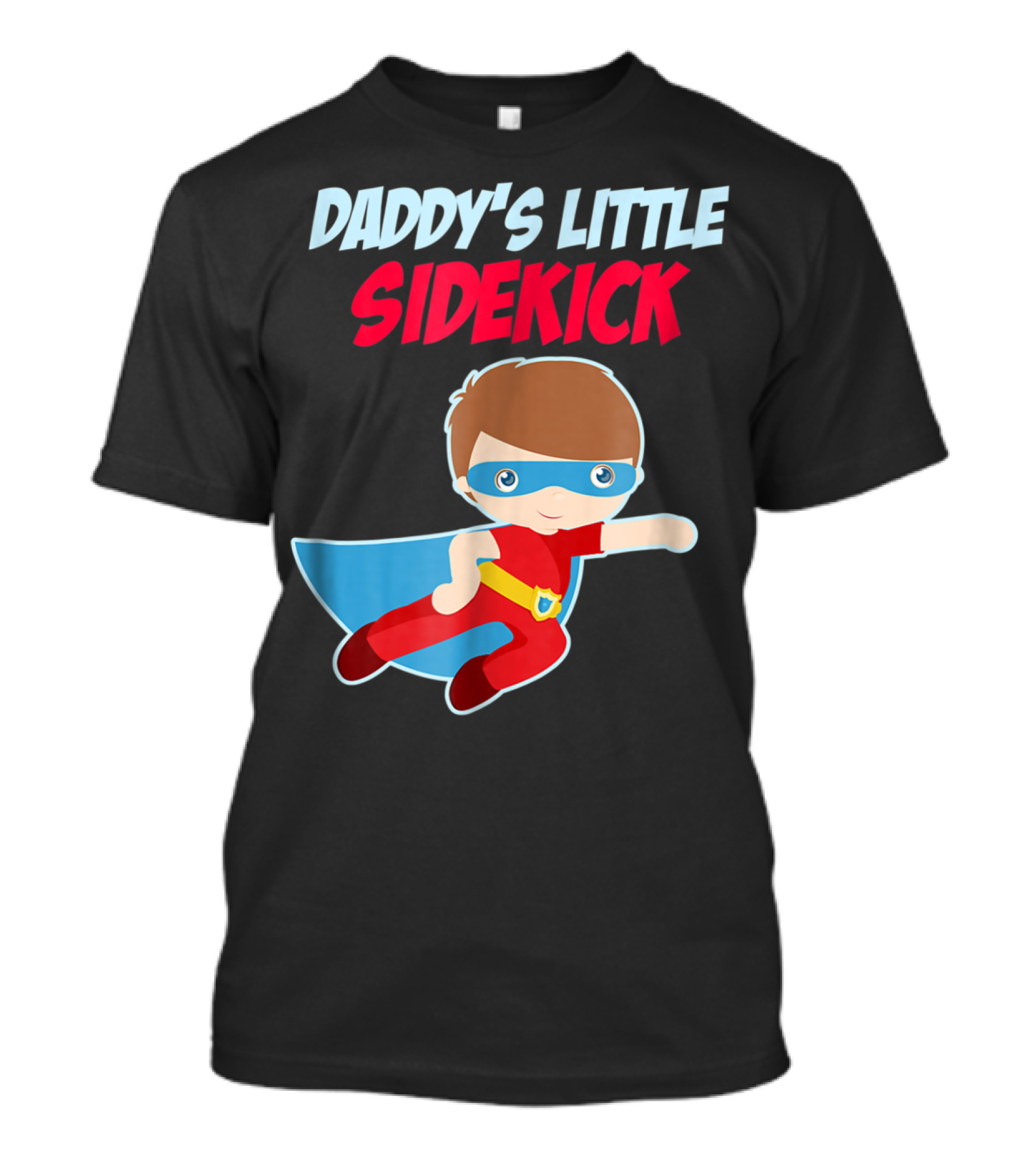 DADDYS LITTLE SIDEKICK Boys Cute Kid Dad Superhero Cape T-Shirt