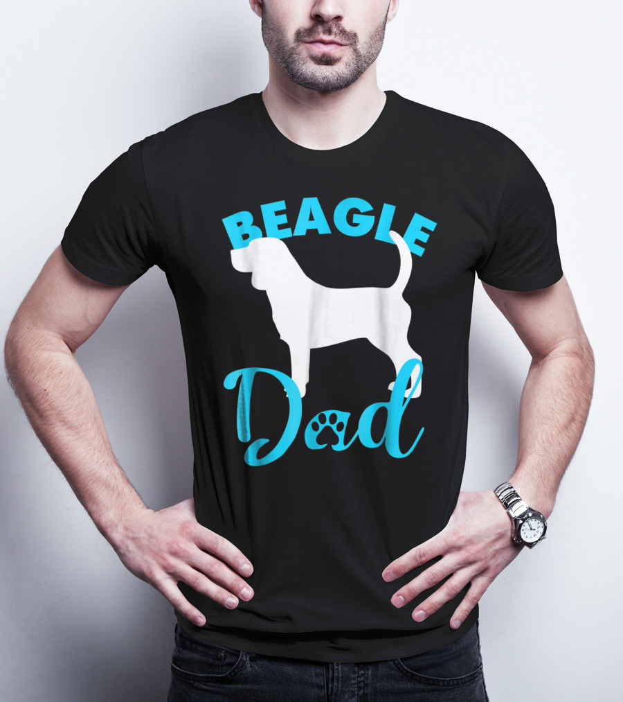 BEAGLE DAD Dog Silhouette Paw Prints T-Shirt