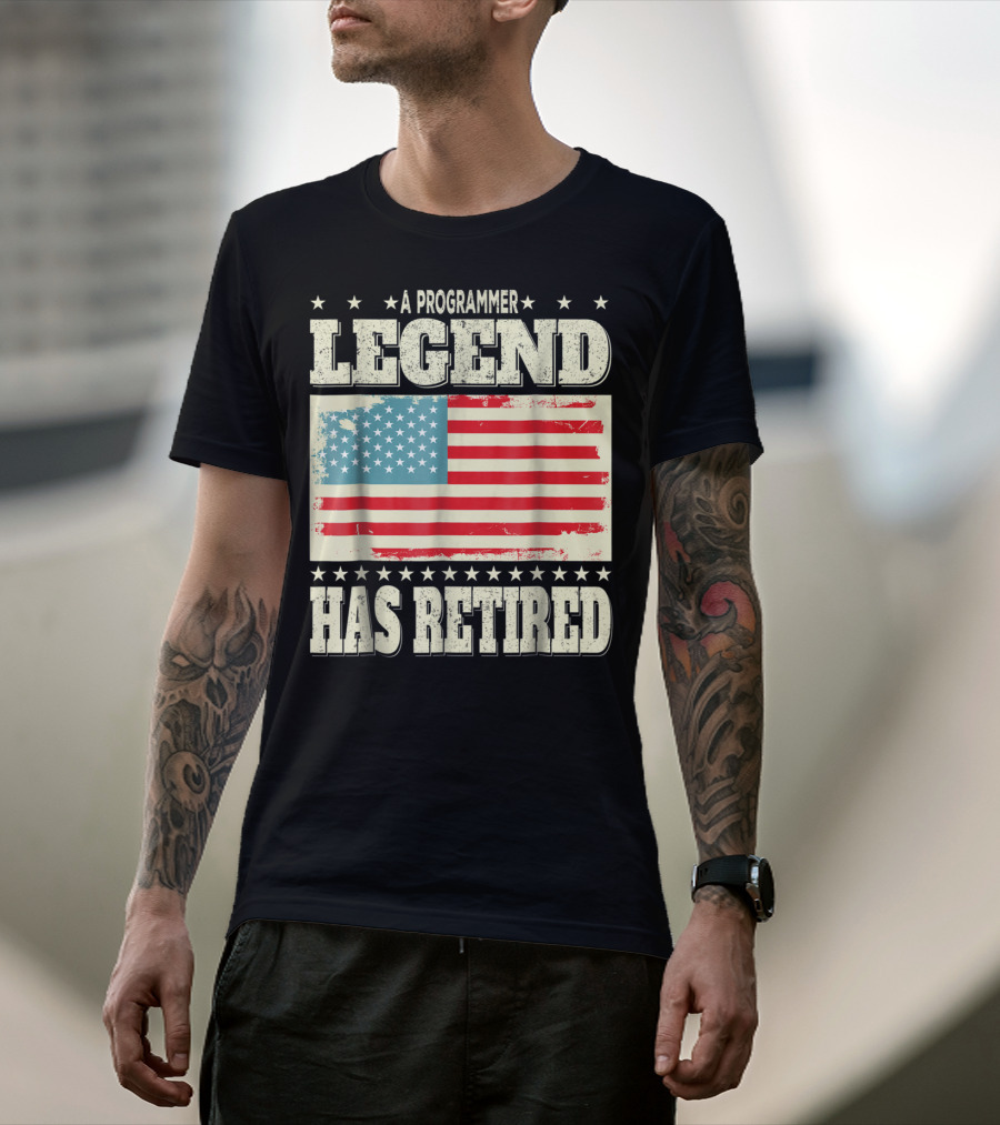 A Programmer Legend Has Retired USA Flag Retirement Dad Grandpa T-Shirt