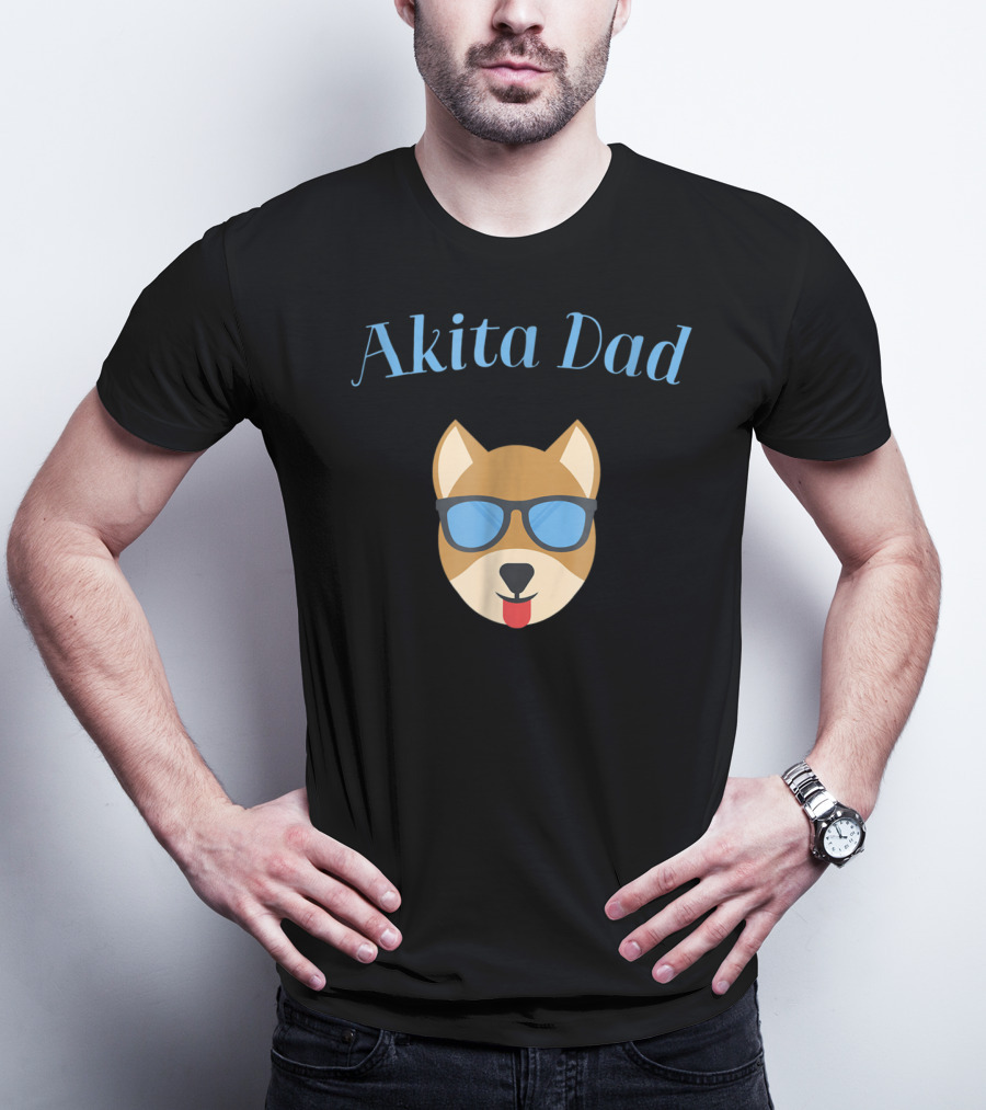 Akita Dad Sunglasses Dog Bark For Puppy Love And Fur Babies56 T-Shirt