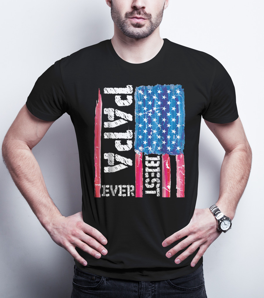 Best Papa Ever Distressed American Flag T-Shirt