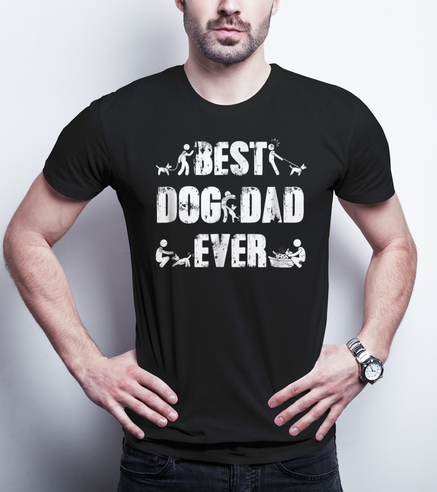 Best Dog Dad Ever Funny For Dog Lovers Playful Activities Icons T-Shirt