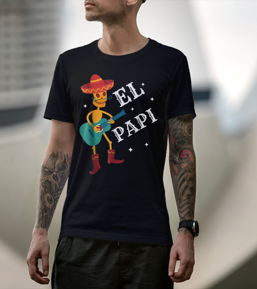 El Papi Cinco De Mayo Skeleton With Sombrero And Guitar Birthday 62 T-Shirt