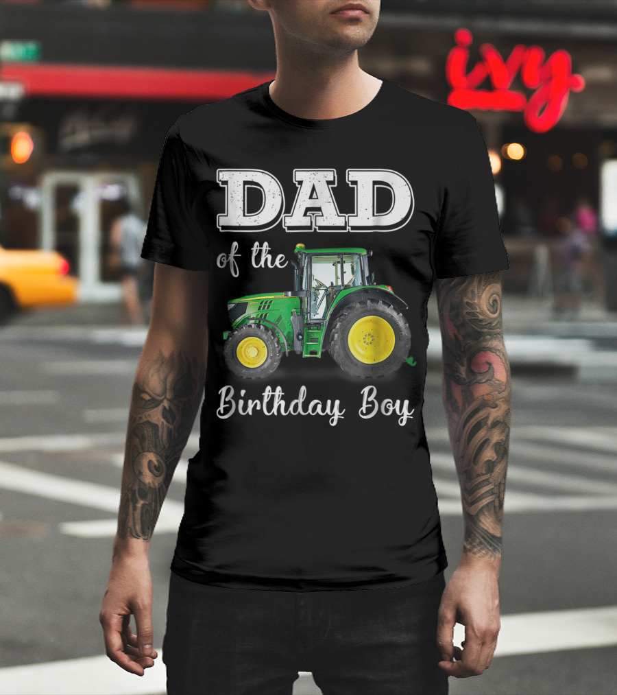 Dad Of The Birthday Boy Tractor T-Shirt