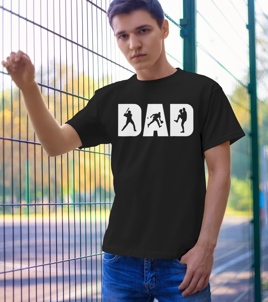 Dad Baseball Silhouettes Father's Birthday T-Shirt