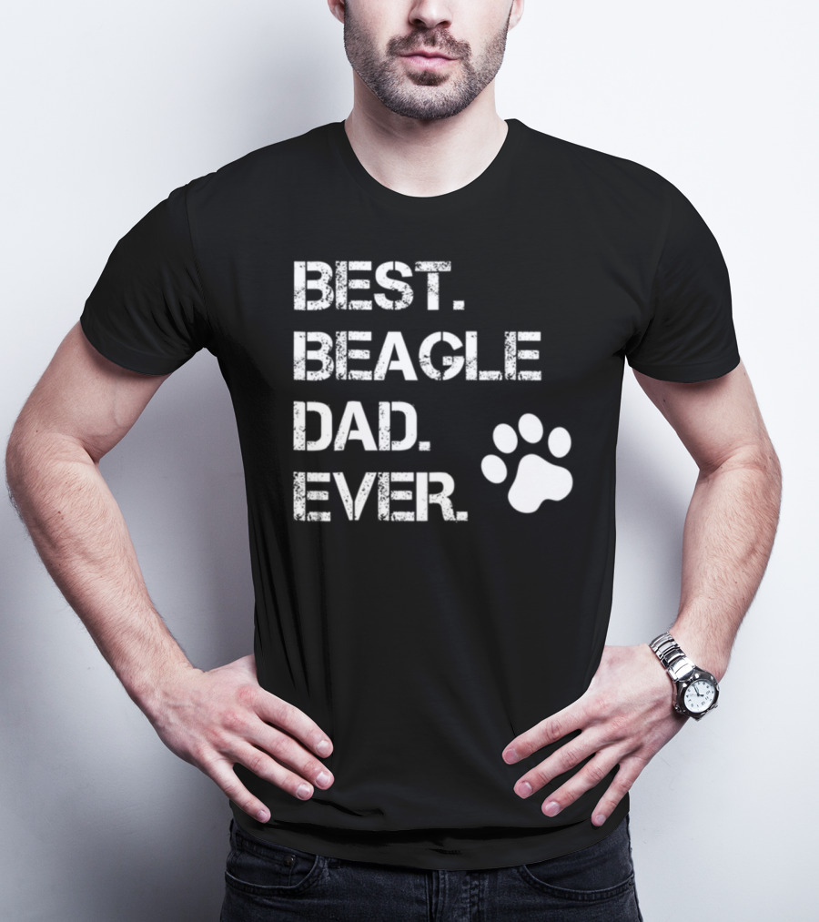 Best Beagle Dad Ever Dog Animal Lover Paw Prints T-Shirt