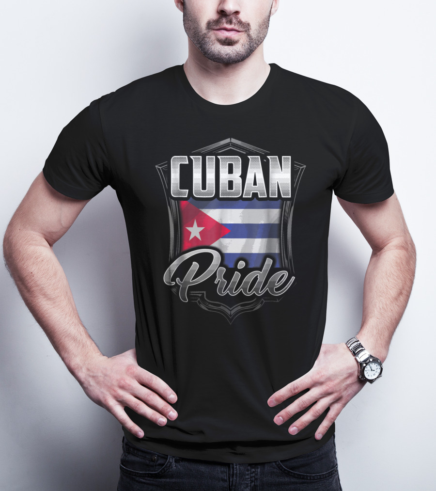 Cuban Pride Cuba Flag Shield Heritage Roots Dad Family 43 T-Shirt