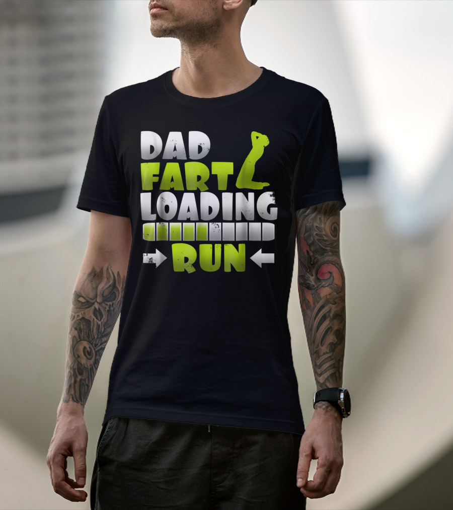 Dad Fart Loading Run Progress Bar Silhouette Arrows T-Shirt