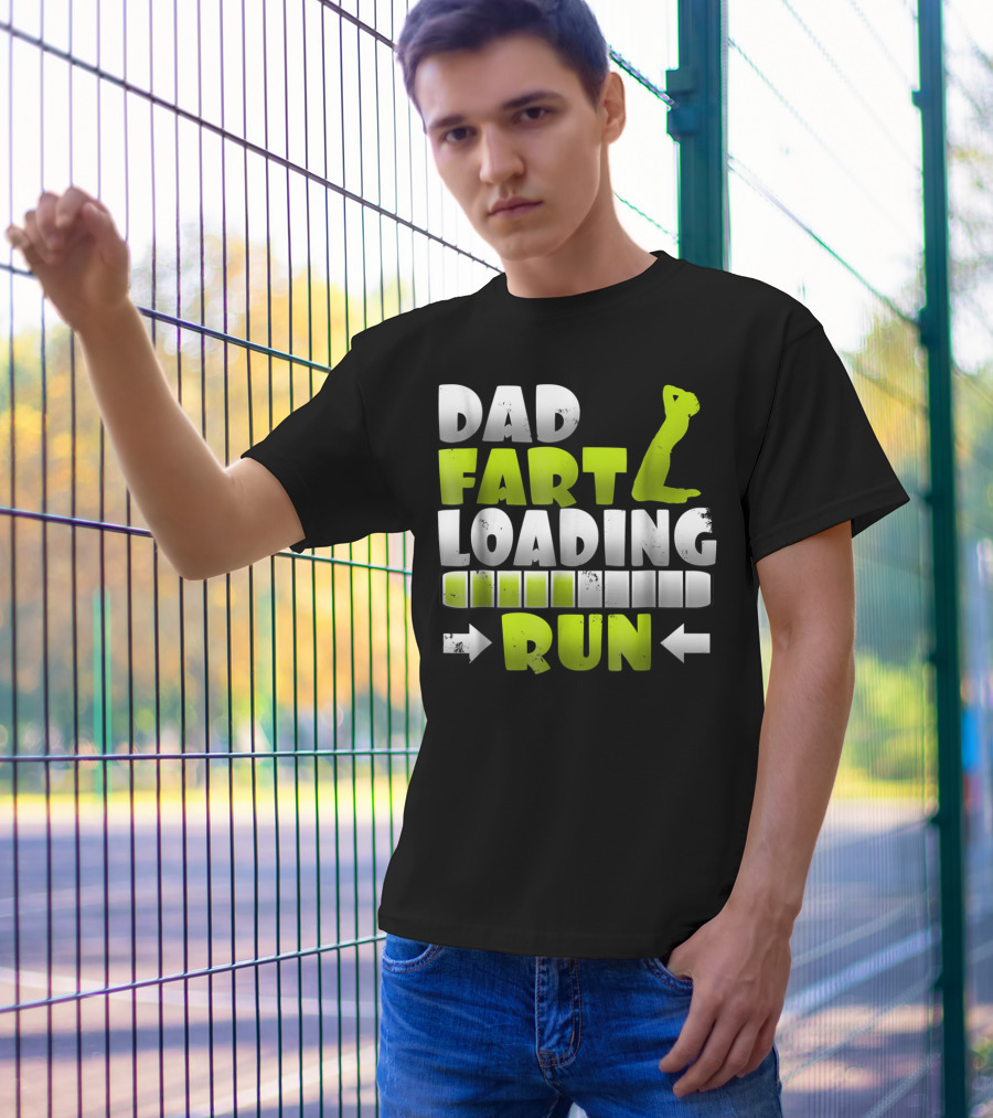 Dad Fart Loading Run Progress Bar Silhouette Arrows T-Shirt