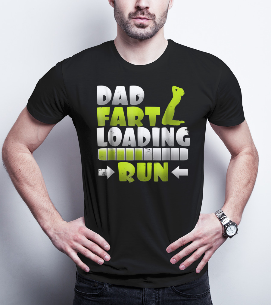 Dad Fart Loading Run Progress Bar Silhouette Arrows T-Shirt