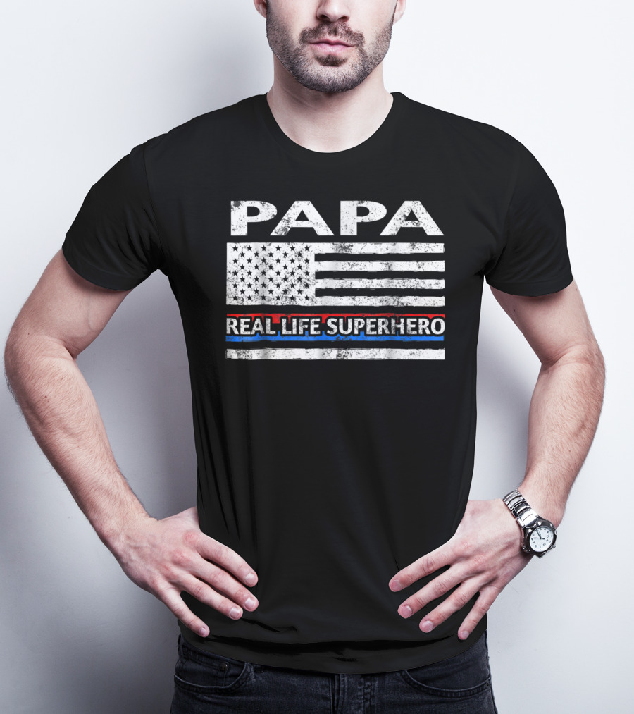 PAPA Real Life Superhero American Flag T-Shirt