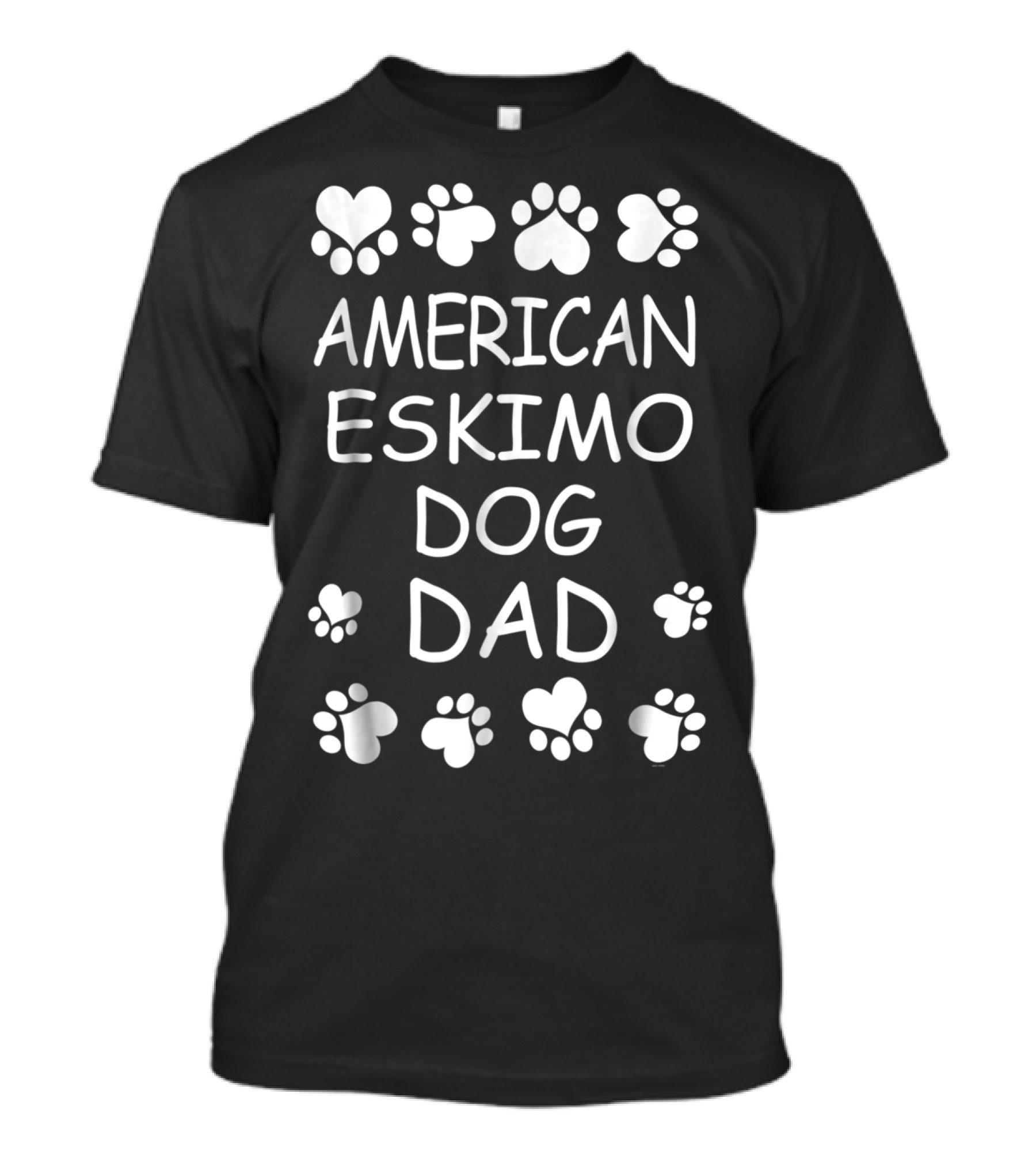 American Eskimo Dog Dad Paw Print Hearts T-Shirt