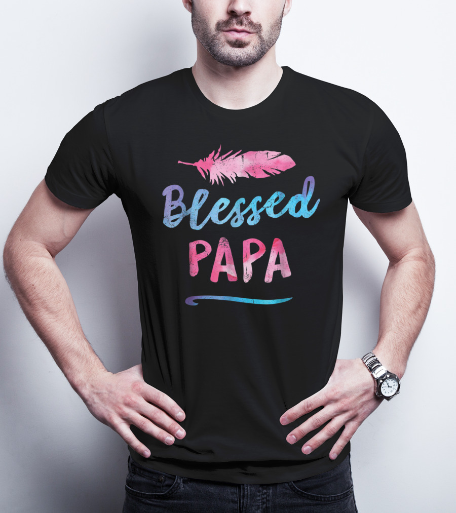 Blessed Papa Feather T-Shirt