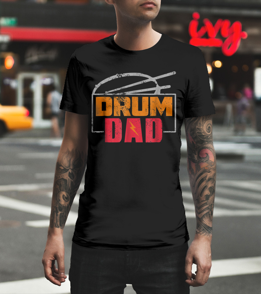 Distressed Drum Drum Dad Drumming Sticks Electric Bolt T-Shirt