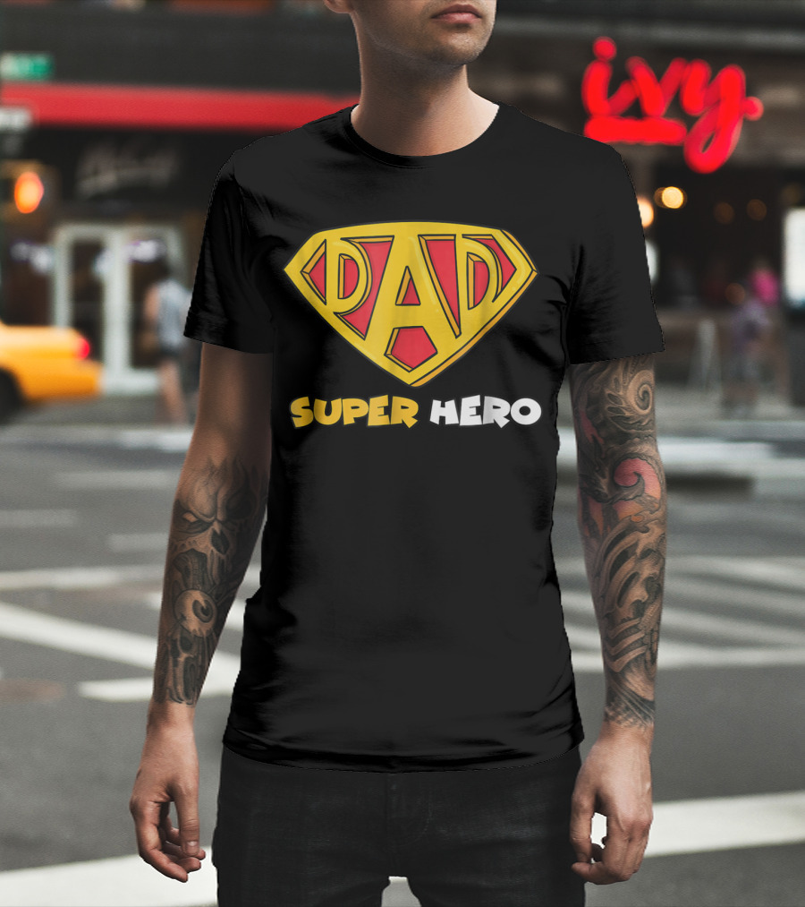DAD Superhero Iconic Symbol Bold Text Superman T-Shirt
