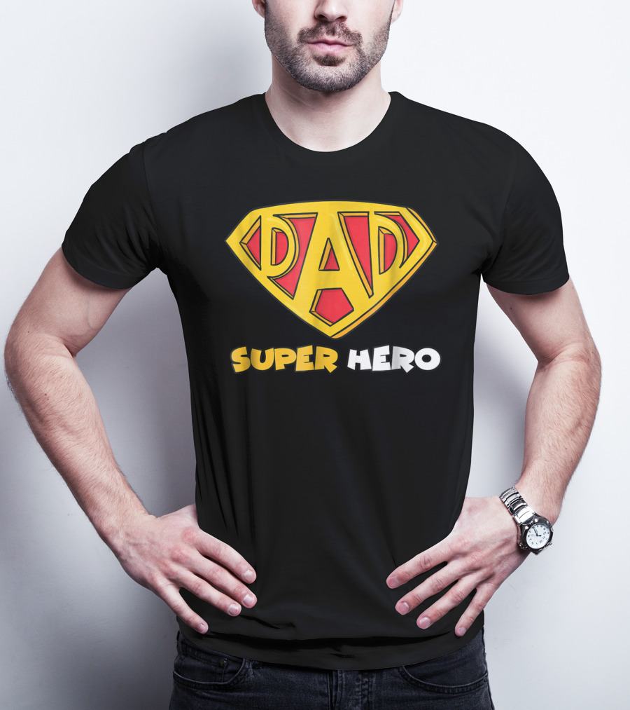 DAD Superhero Iconic Symbol Bold Text Superman T-Shirt