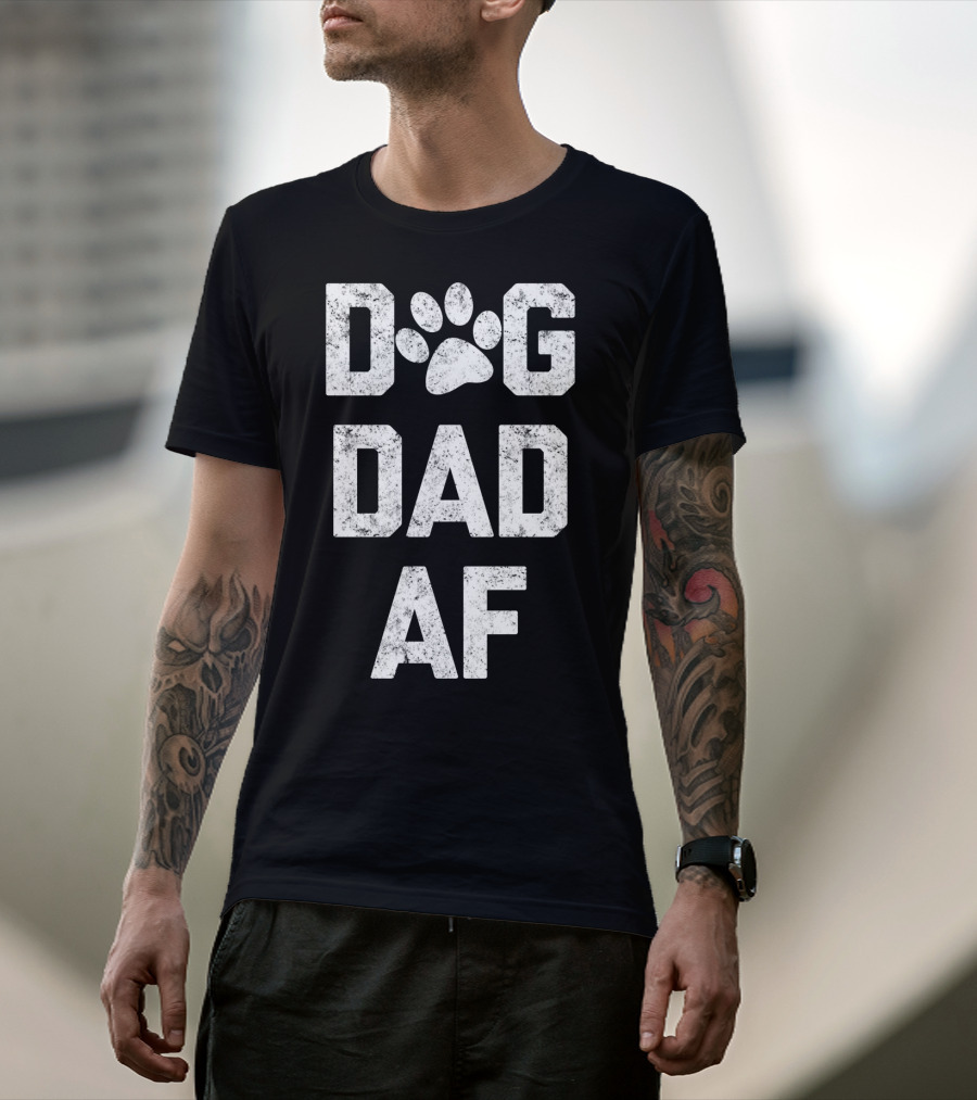 DOG DAD AF Paw Prints T-Shirt