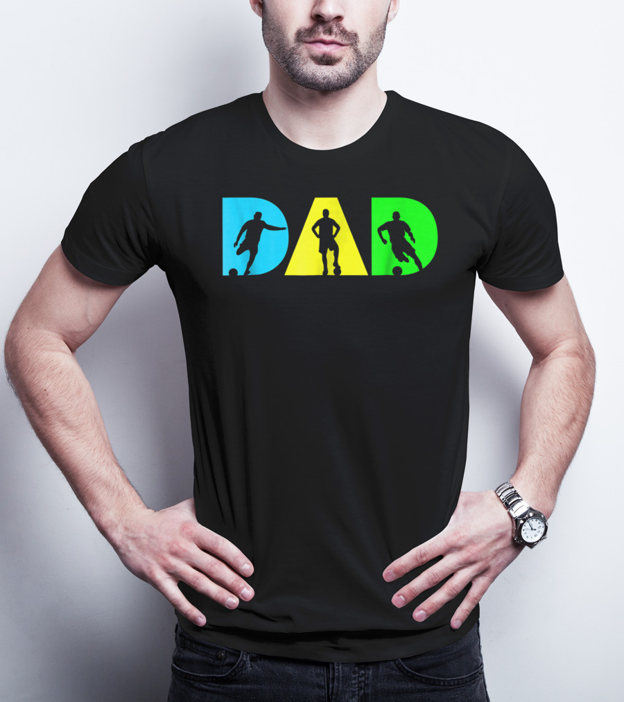 Dad Silhouettes Soccer Graphic For New Father Funny Dad Soccer T-Shirt