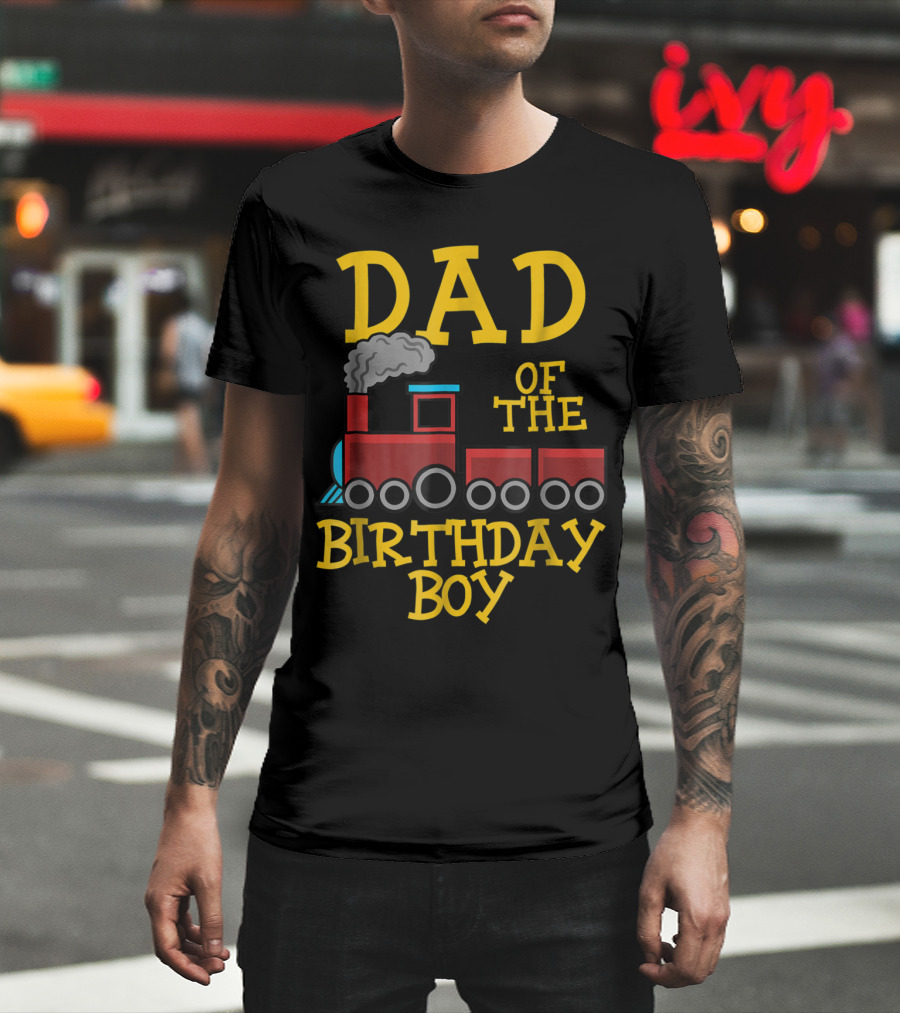 Dad Of The Birthday Boy Train Conductor T-Shirt