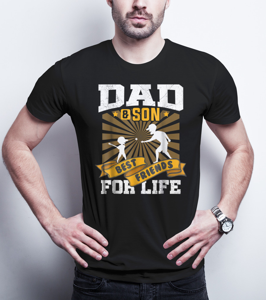 Dad And Son Best Friends For Life Baseball T-Shirt