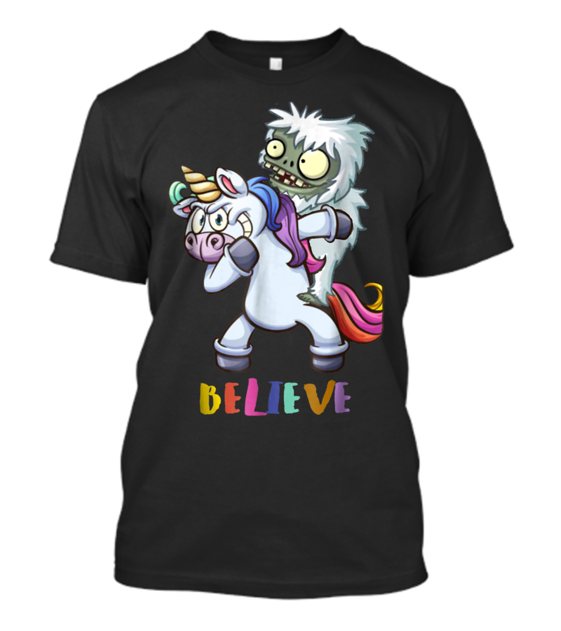 Believe Bigfoot Riding Unicorn T-Shirt