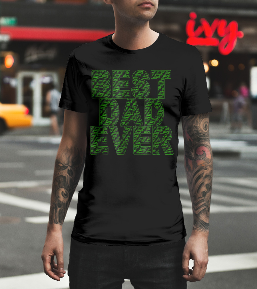 Best Dad Ever Green Circuit Pattern Tech T-Shirt