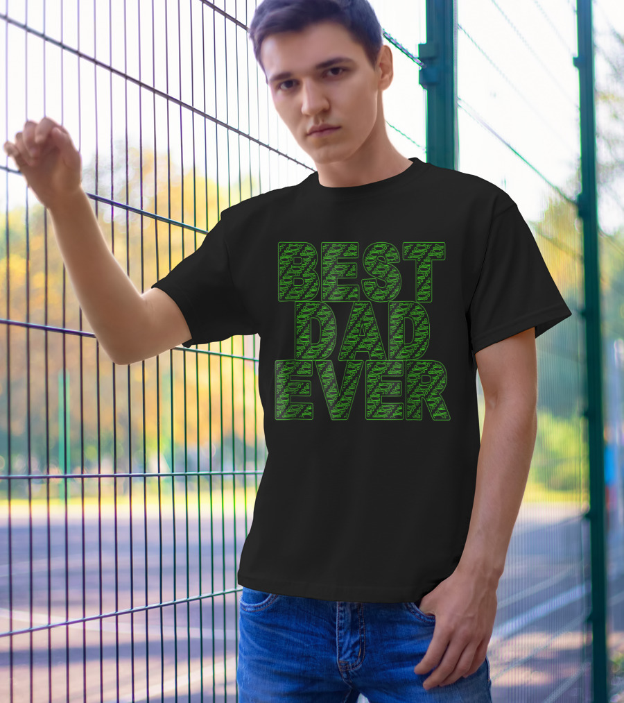 Best Dad Ever Green Circuit Pattern Tech T-Shirt