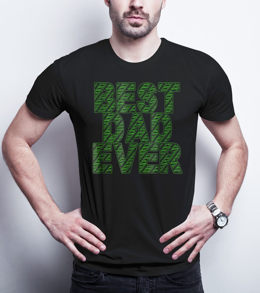 Best Dad Ever Green Circuit Pattern Tech T-Shirt