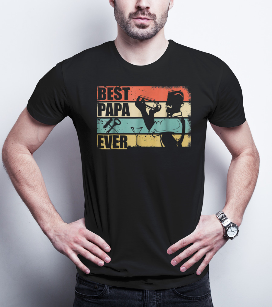 BEST PAPA BARTENDER EVER VINTAGE STYLE 35 T-Shirt