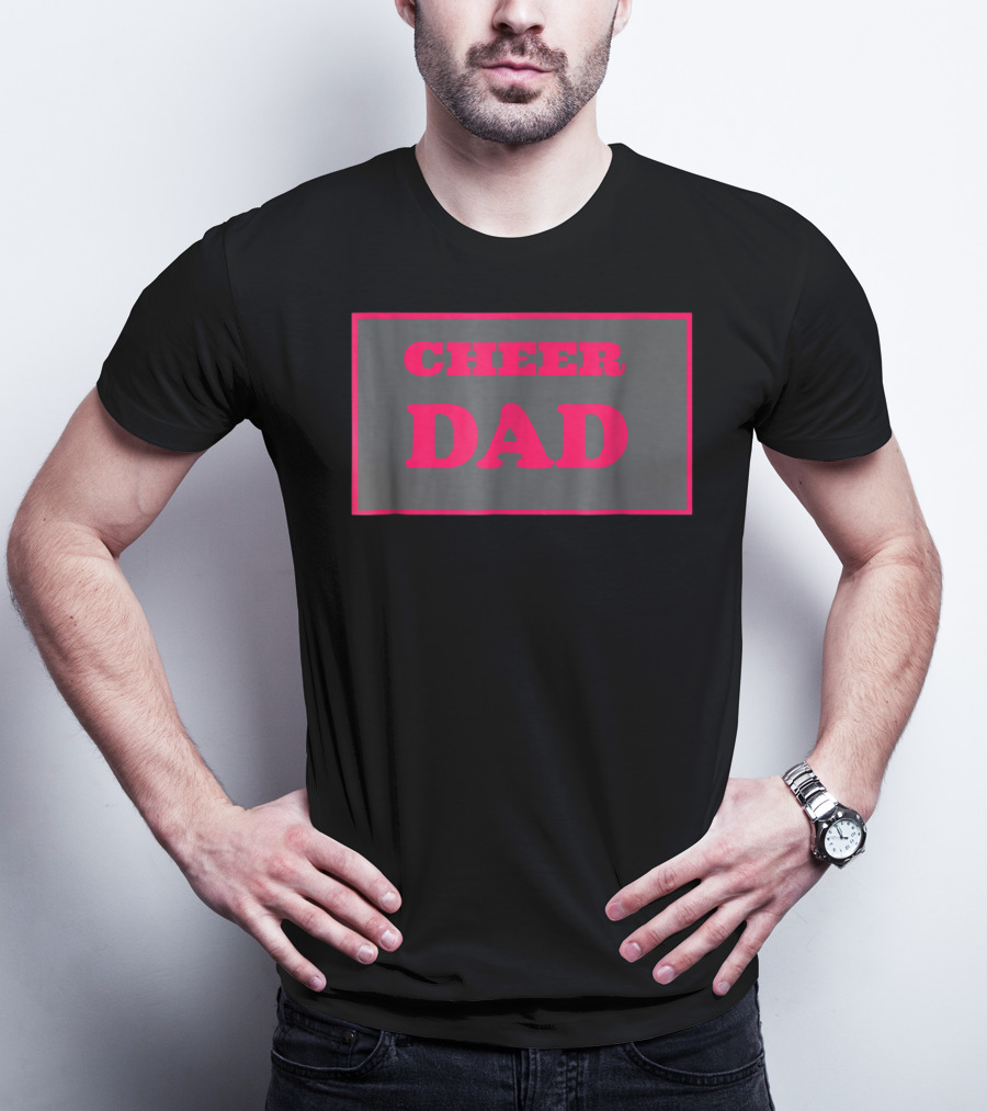 CHEER DAD Pink Block Letters T-Shirt