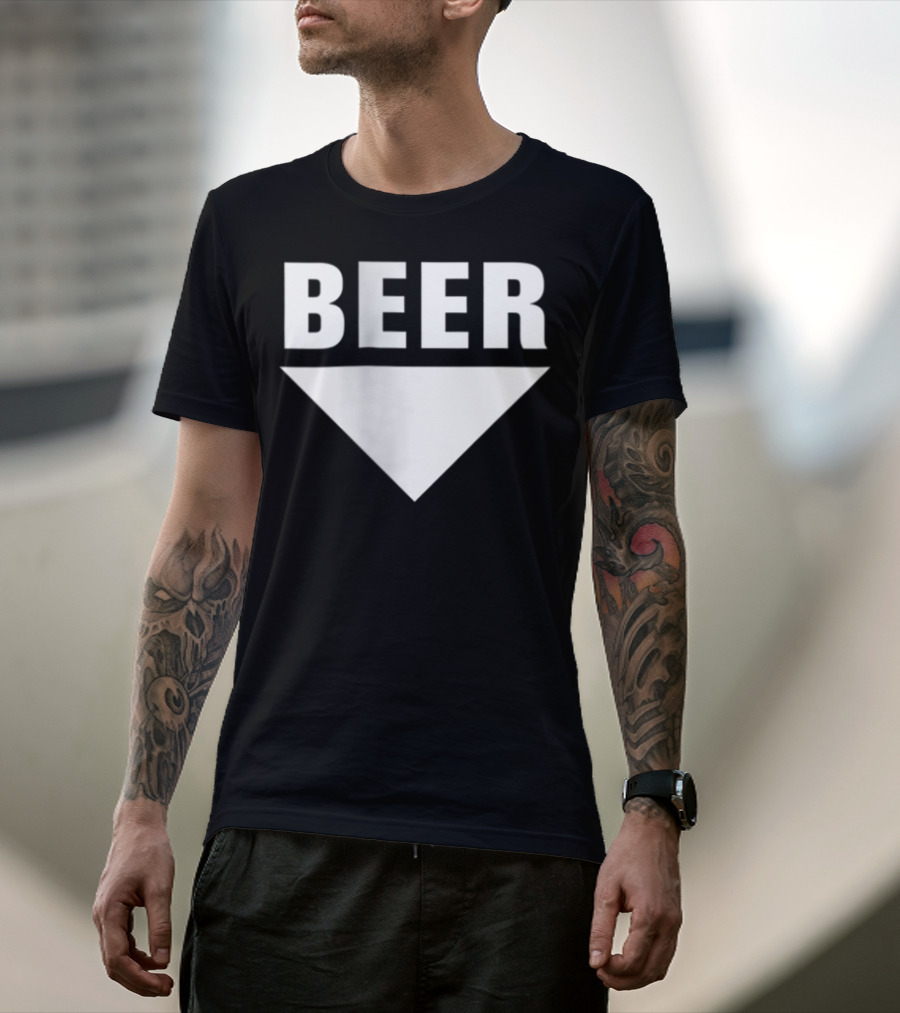 BEER Belly Arrow Label Expecting Joke T-Shirt