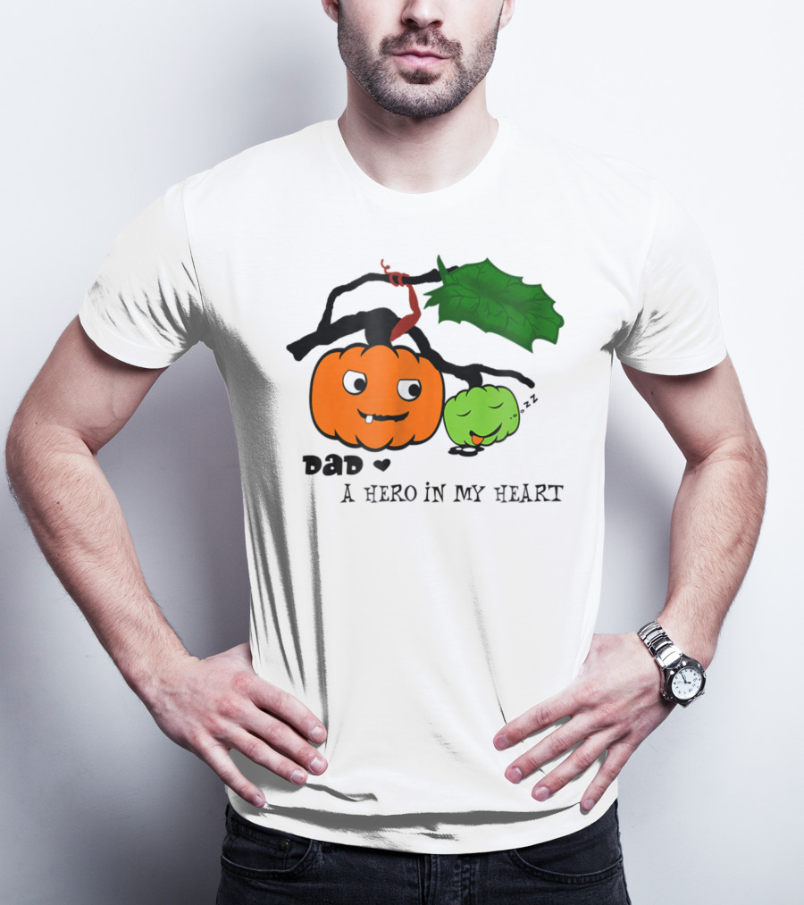 Dad A Hero In My Heart Pumpkin Halloween T-Shirt