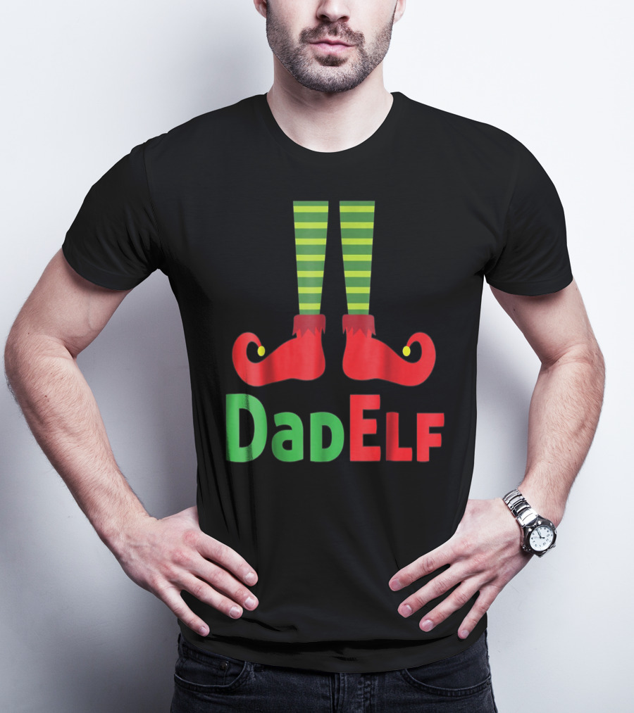 Dad Elf Christmas Family Matching Pajama Party T-Shirt