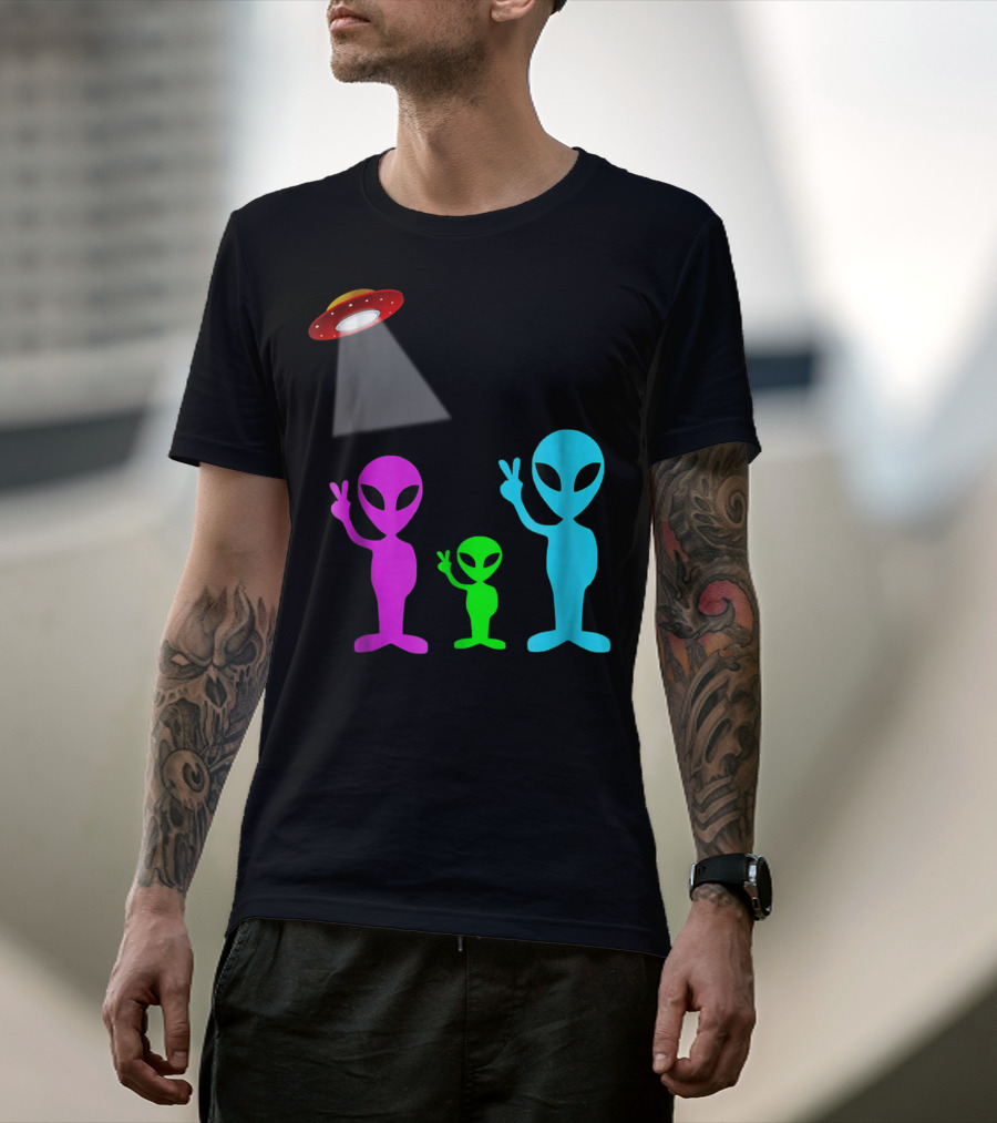 Alien Visitors Fun Space Science Wear Lt88 Peaceful Encounters T-Shirt