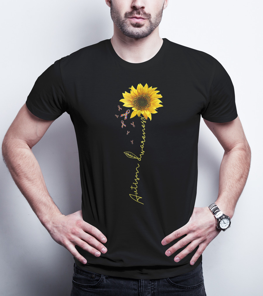 Autism Awareness Sunflower Puzzle Ribbon Kids69 T-Shirt