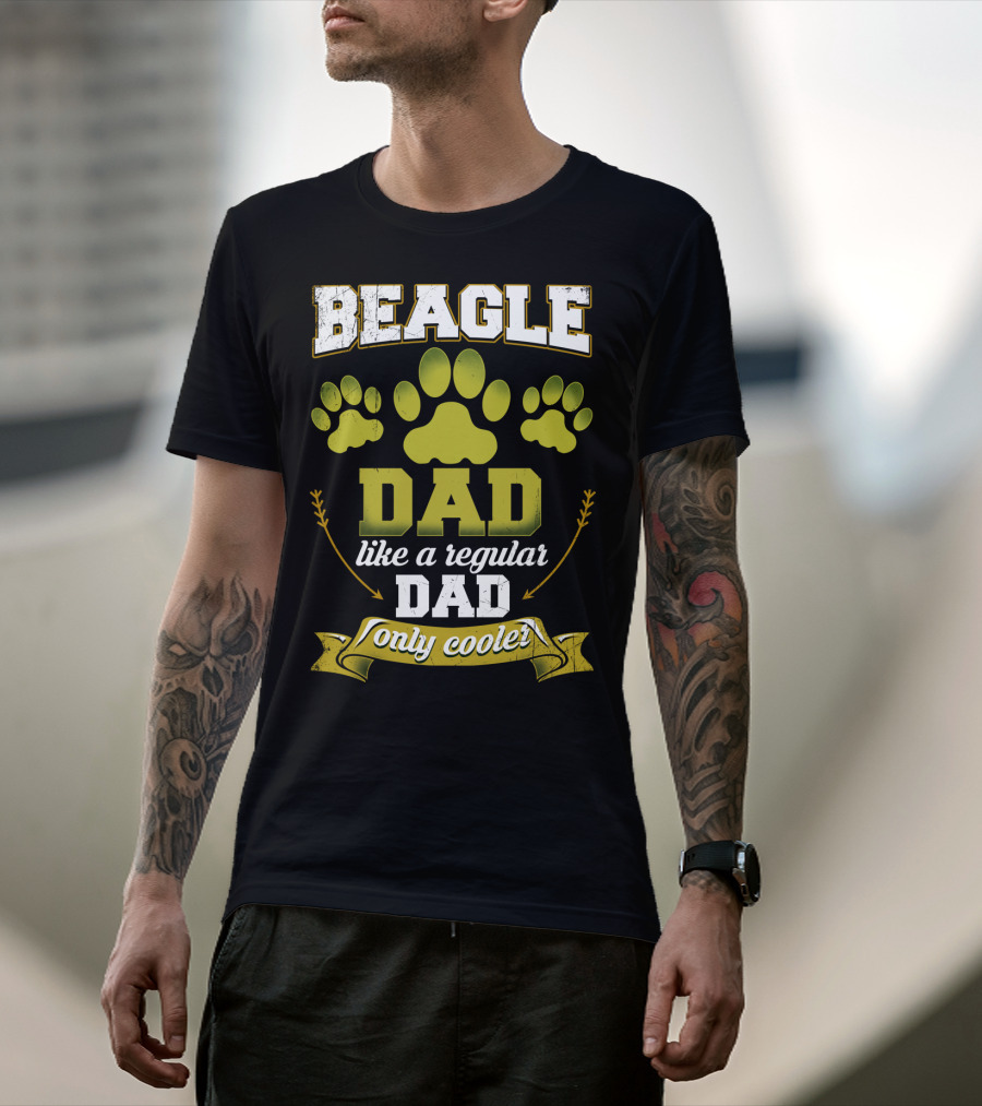 Beagle Dad Like A Regular Dad Only Cooler Paw Prints T-Shirt