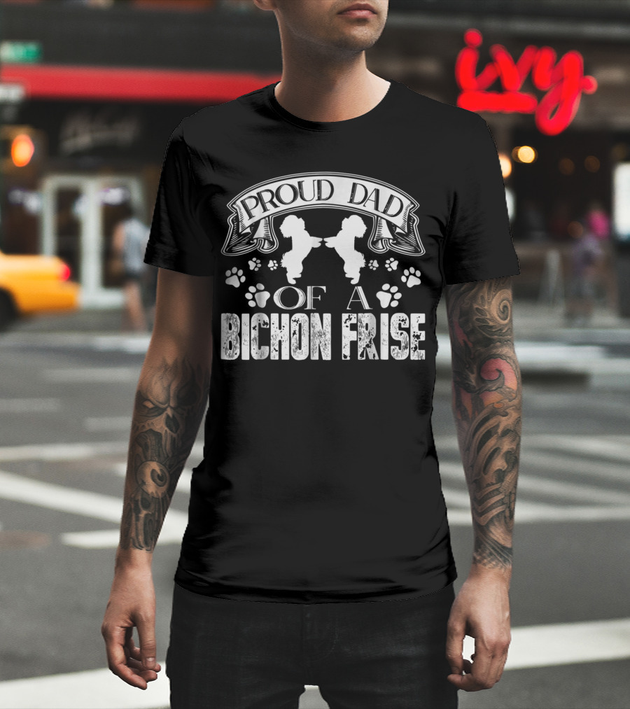 Proud Dad Of A Bichon Frise Paw Prints T-Shirt