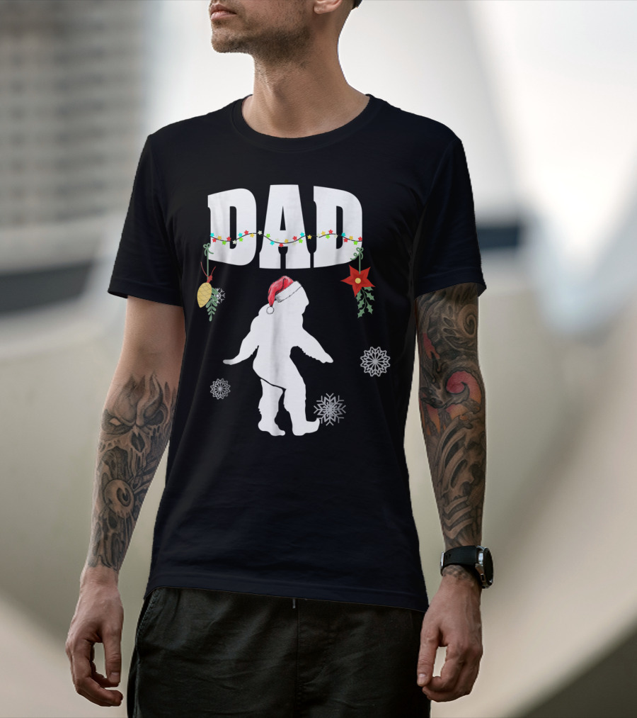 Dad Bigfoot Santa Christmas Family Matching T-Shirt