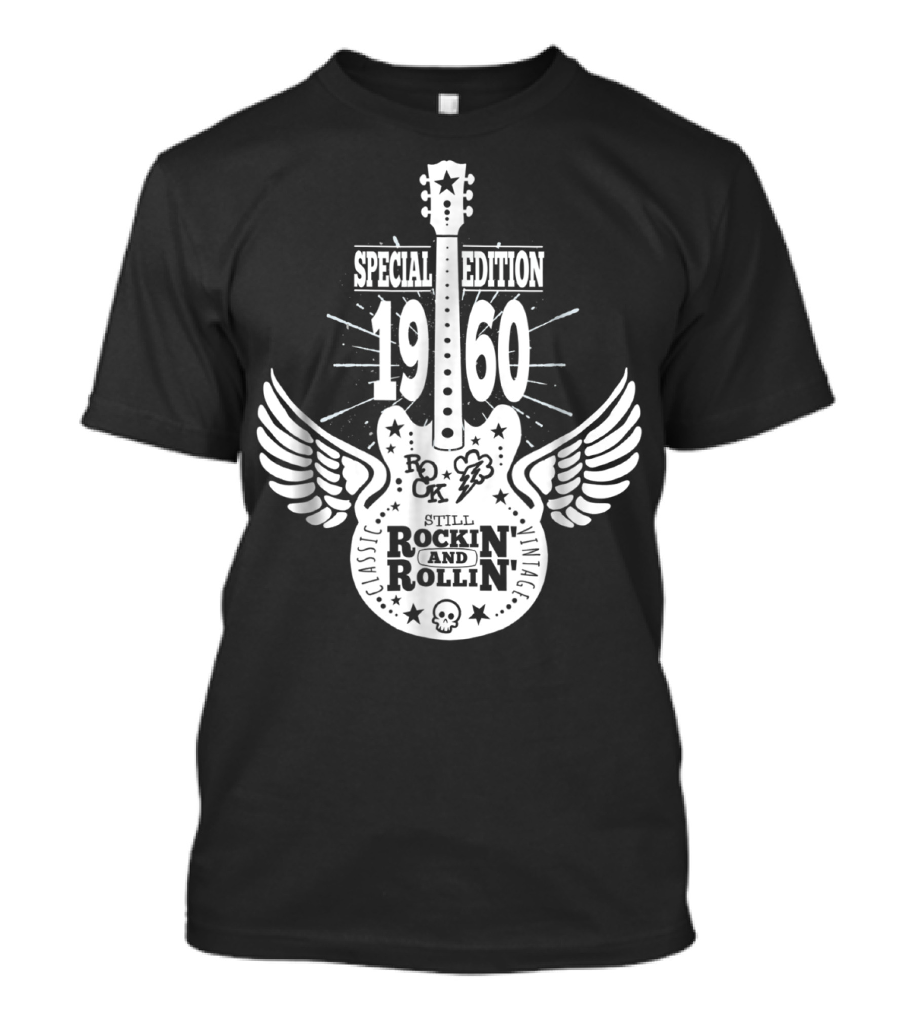 Special Edition 1960 Vintage Classic Rock And Roll Winged Guitar T-Shirt