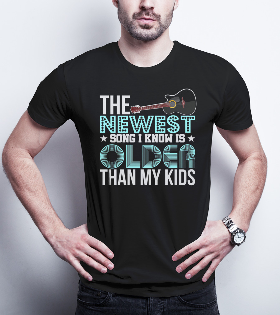 The Newest Song I Know Is Older Than My Kids Acoustic Guitar Dad Grandpa Grandma65 T-Shirt