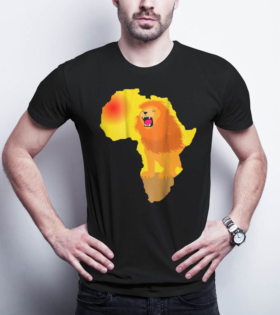 Africa Lion Map Big Five Safari Dad South Animals T-Shirt