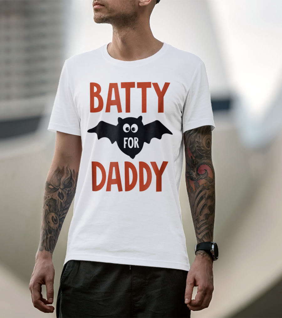 Batty For Daddy Halloween Kids Dad59 T-Shirt