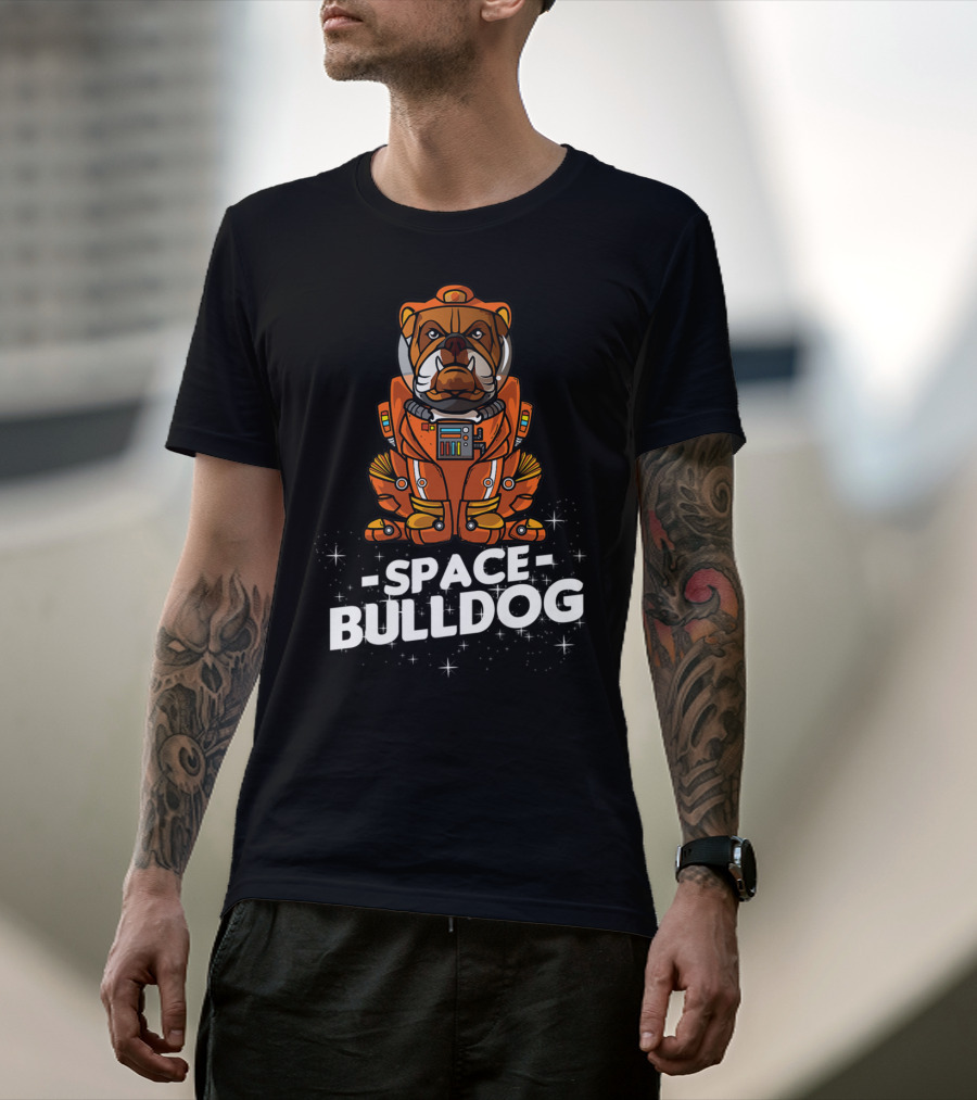 Space Bulldog In Astronaut Suit T-Shirt