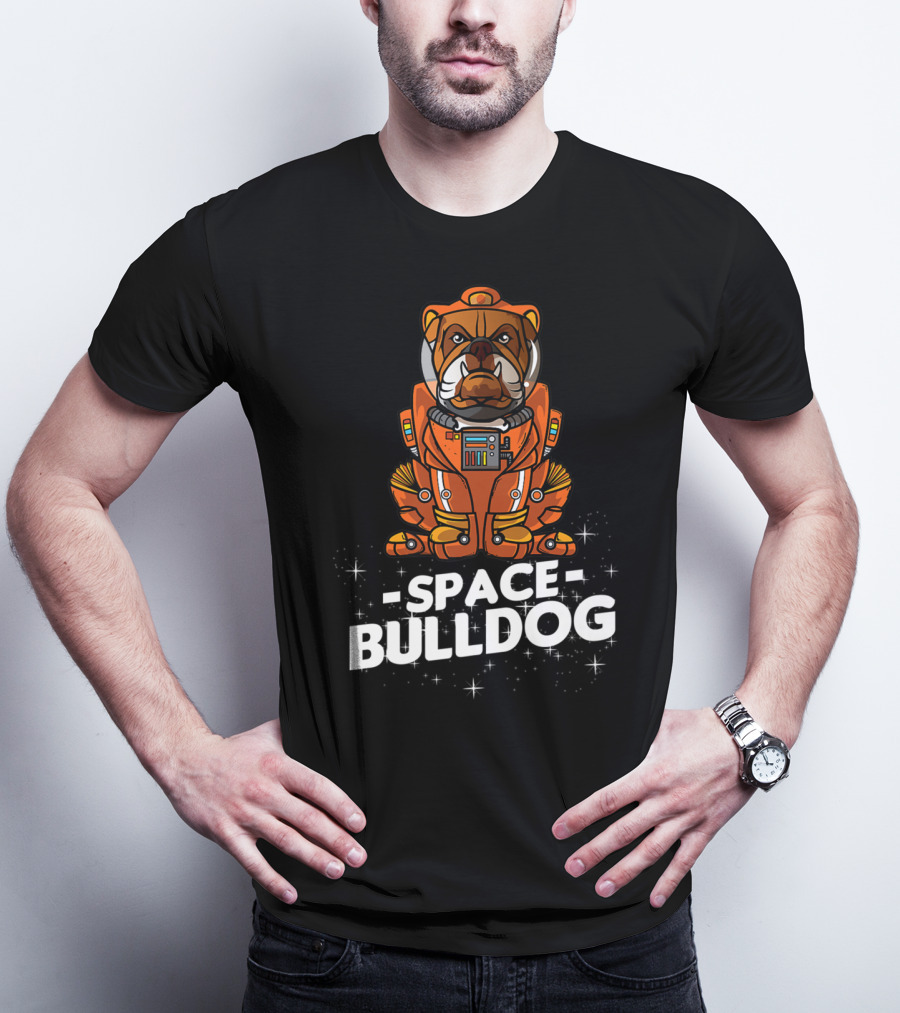 Space Bulldog In Astronaut Suit T-Shirt