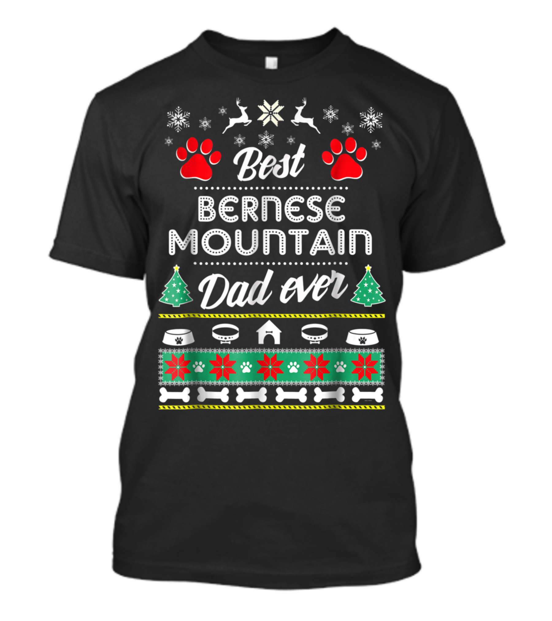 Best Bernese Mountain Dad Ever Christmas Snowflakes And Paws T-Shirt