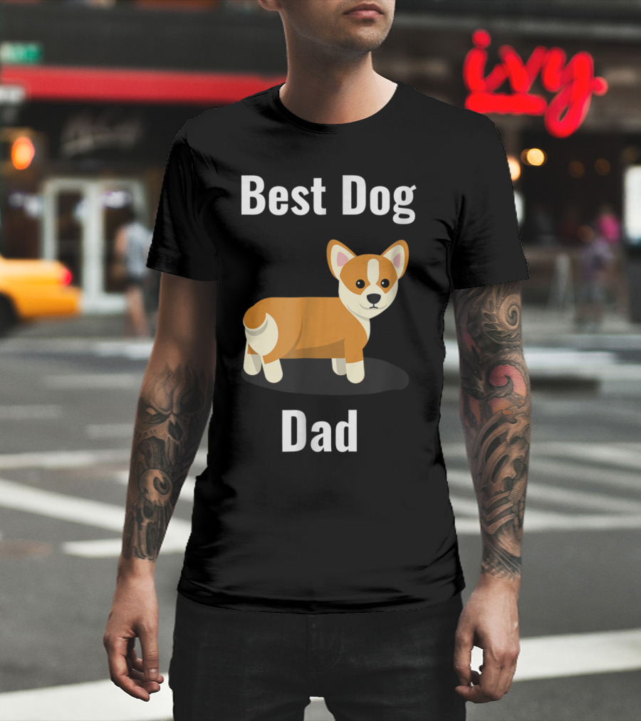 Best Dog Dad Corgi Cartoon T-Shirt