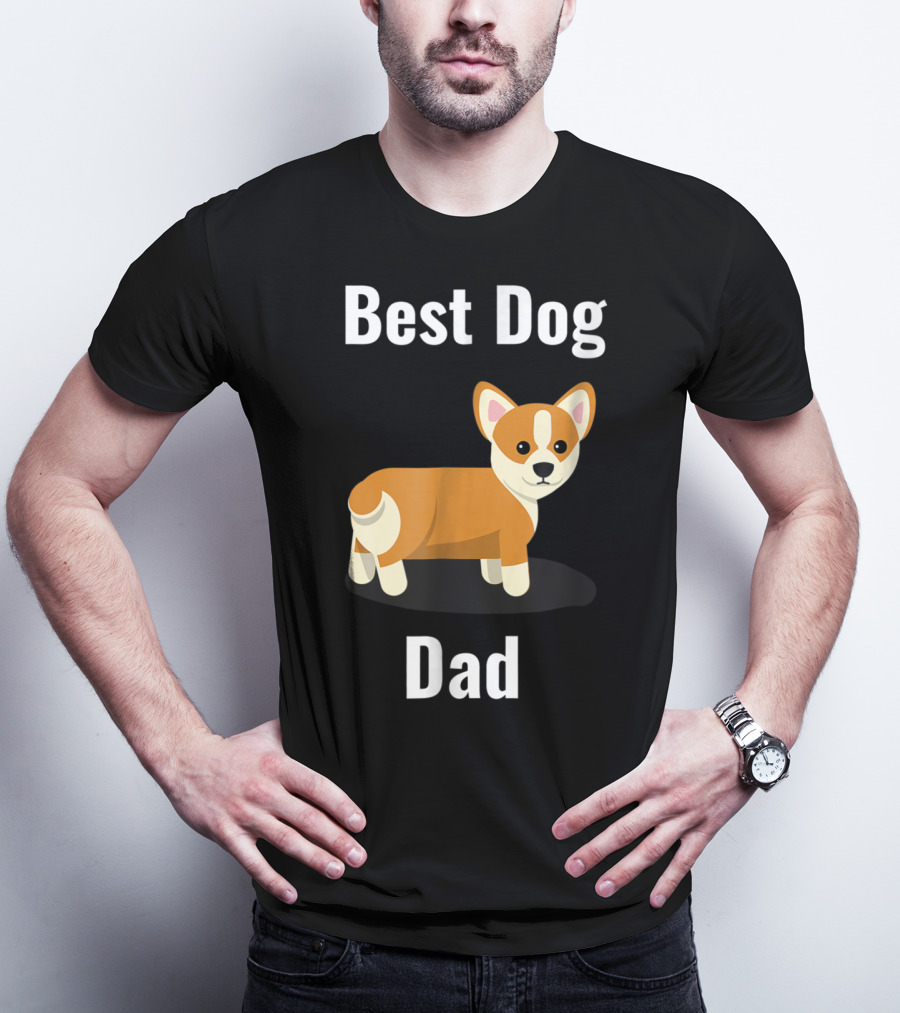 Best Dog Dad Corgi Cartoon T-Shirt