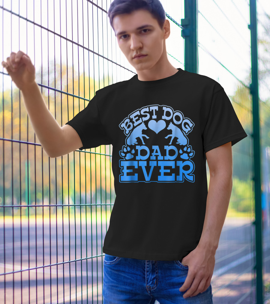 Best Dog Dad Ever Heart Paw Dogs T-Shirt
